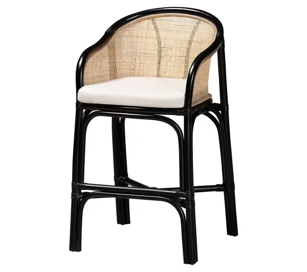 BAXTON STUDIO Bali & Pari Miranda Natural Brown Rattan Counte R Stool
