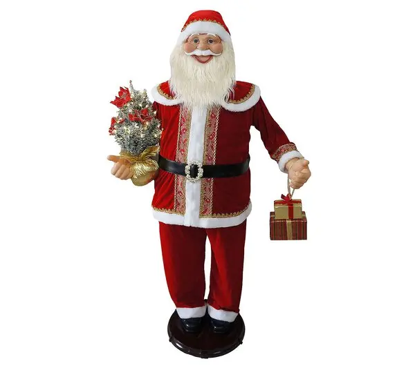 FRASER HILL FARM 58-in. Dancing Santa Claus Wit H Prelit Christ