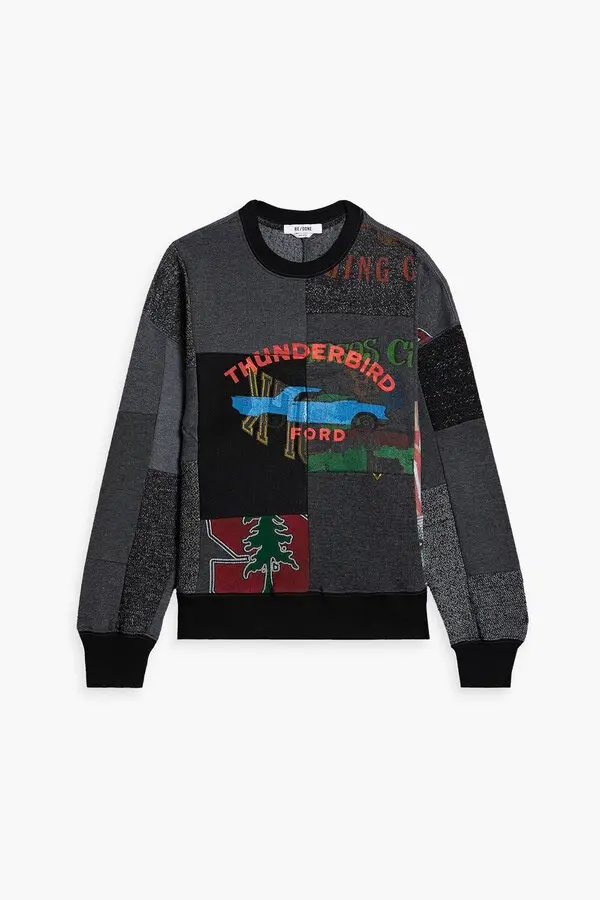 RE/DONE Patchwork Printed Cotton-fleece Sweatshirt
