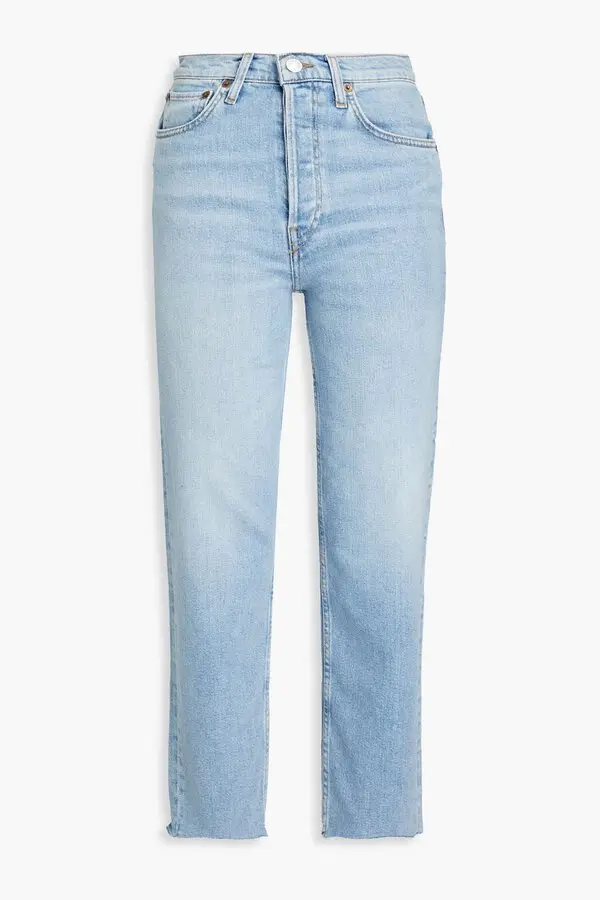 RE/DONE 70s Cropped High-rise Slim-leg Jeans - Light Denim