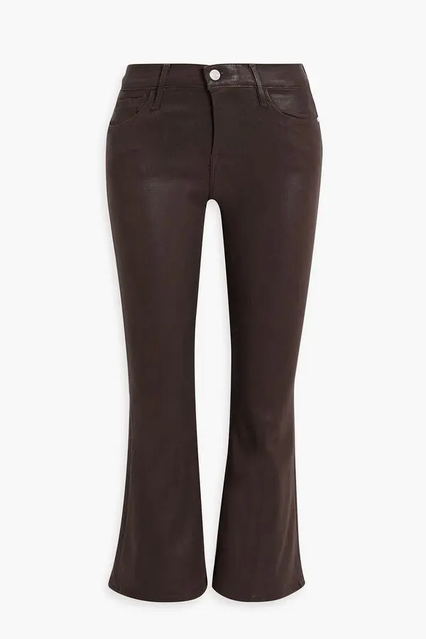 FRAME Le Crop Coated Flare Jeans - Dark Brown