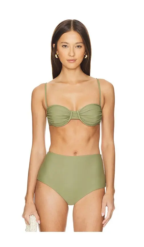 Faithfull The Brand Stefania Bikini Top - Khaki