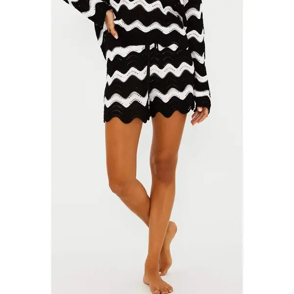 Beach Riot Balboa Cover-up Shorts - Black And White Tides