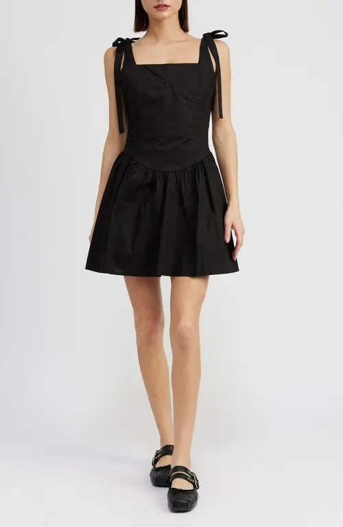 EN SAISON Charlie Tie Strap Cotton Poplin Minidress
