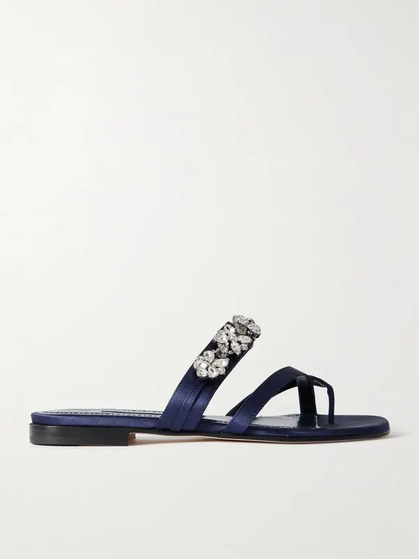 Manolo Blahnik Perlusa Crystal-embellished Sandals - Blue