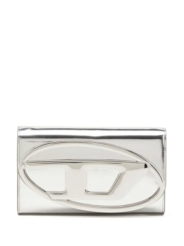 Diesel 1dr Leather Wallet-on-chain - Silver