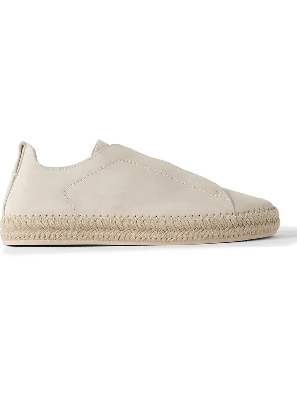 Zegna Triple Stitch™ Leather-trimmed Suede Slip-on Sneakers - Neutrals