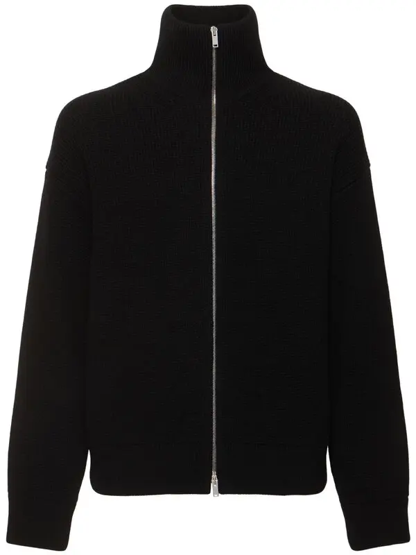 Jil Sander Shetland Cashmere & Wool Zip Cardigan - Black 