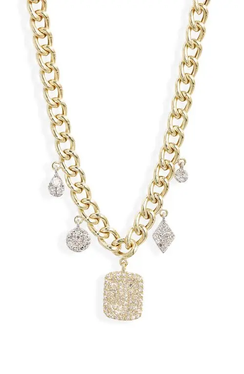 Meira T Diamond Station Mixed Chain Necklace