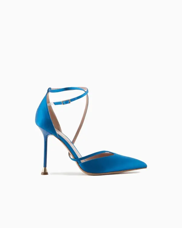 Giorgio Armani Satin Court Shoes With Strap - Blue