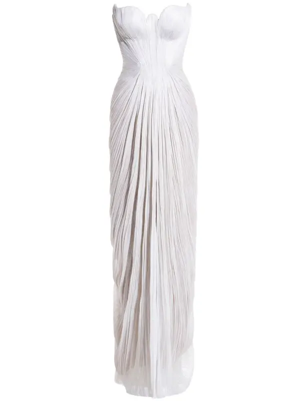 MARIA LUCIA HOHAN Jasleen Pleated Gown - White