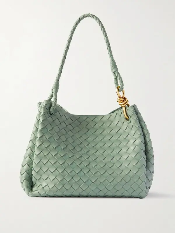 Bottega Veneta Parachute Large Intrecciato Leather Shoulder Bag - Green