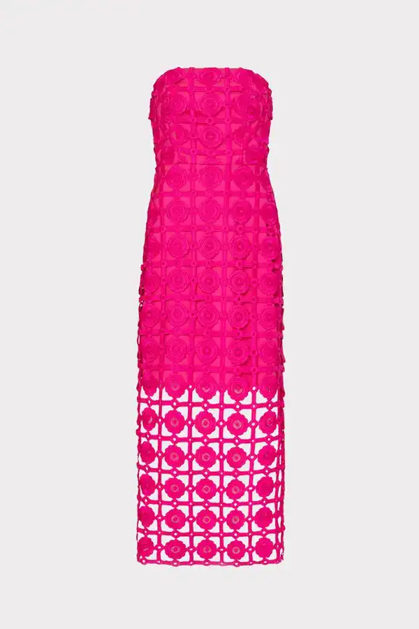 MILLY Kait Tile Lace Midi Dress - Milly Pink | Editorialist