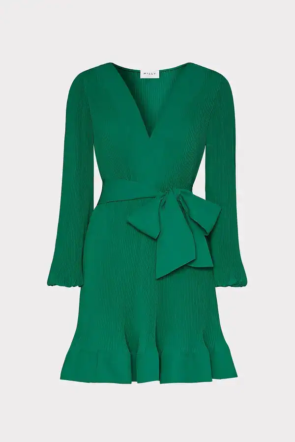 Milly Liv Pleated Mini Dress - Dark Forest - 50% Off | Editorialist