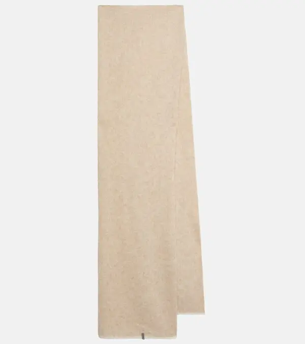 Brunello Cucinelli Cable-knit Mohair Scarf - Beige