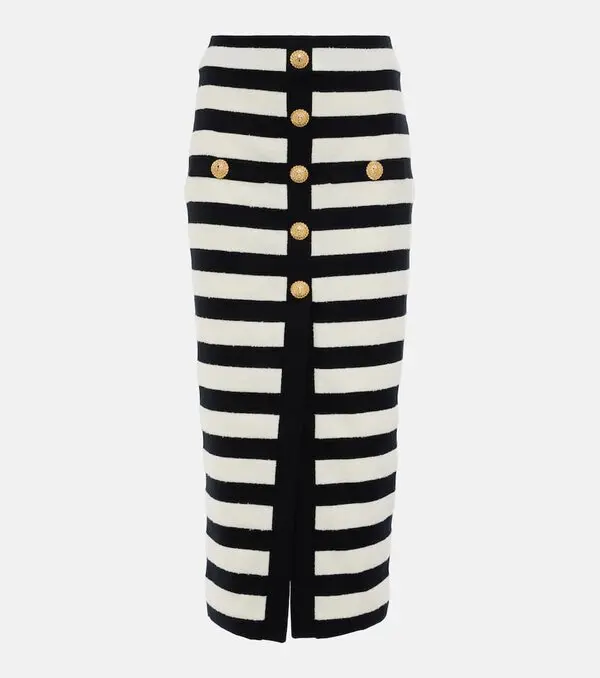 Balmain Striped Midi Skirt