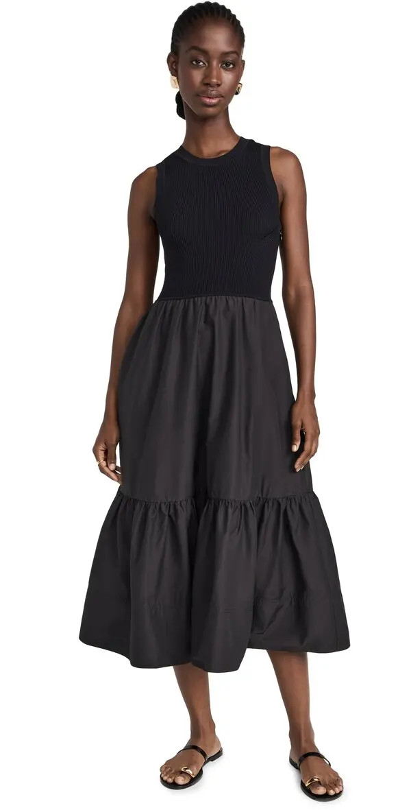 Tanya Taylor Josephina Ribbed Knit Dress - Black
