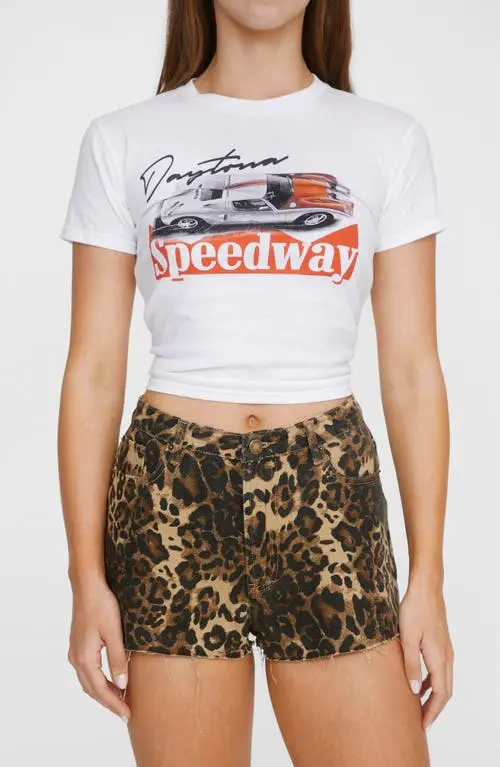 Nasty Gal Printed Denim Cutoff Shorts