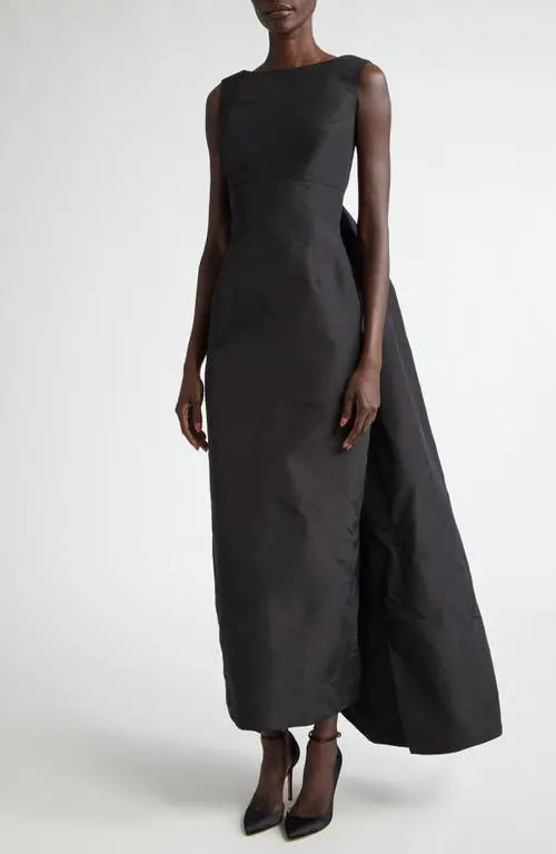 Oscar De La Renta Watteau Silk-satin Gown - Black