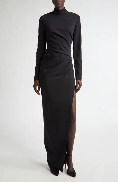 Oscar De La Renta High-slit Cady Gown - Black