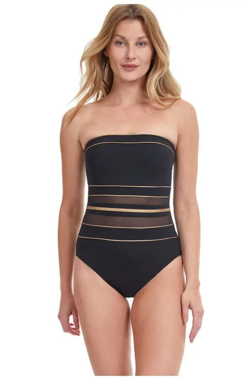 GOTTEX Onyx Bandeau One-piece Swimsuit - Blk/gold