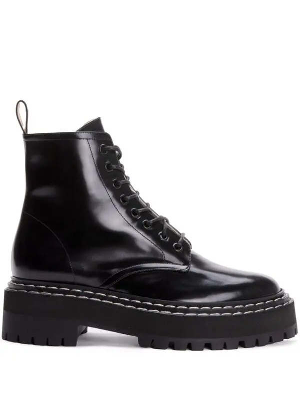 Proenza Schouler Leather Lace-up Boots - Black