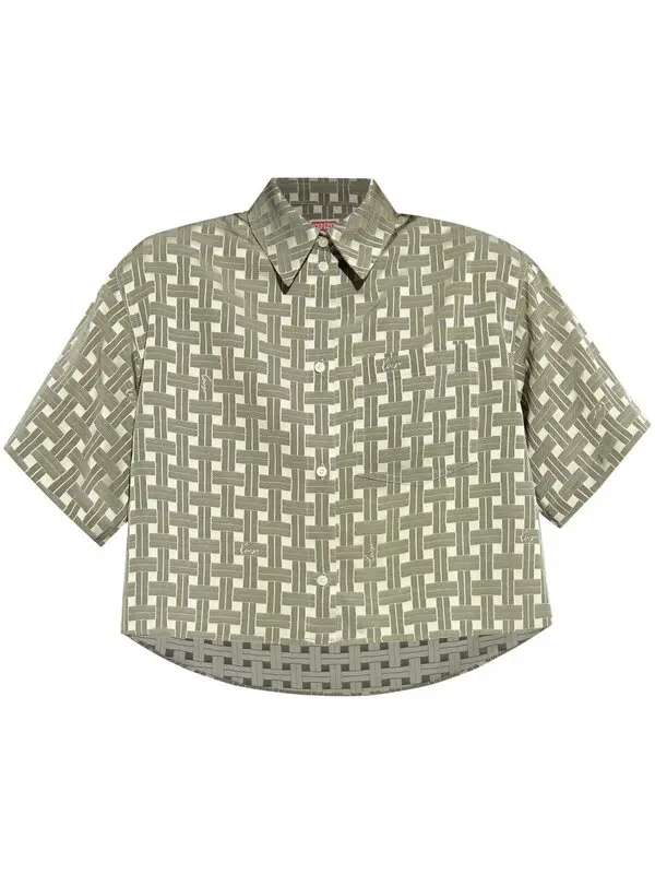 Kenzo Geometric Print Cropped Shirt