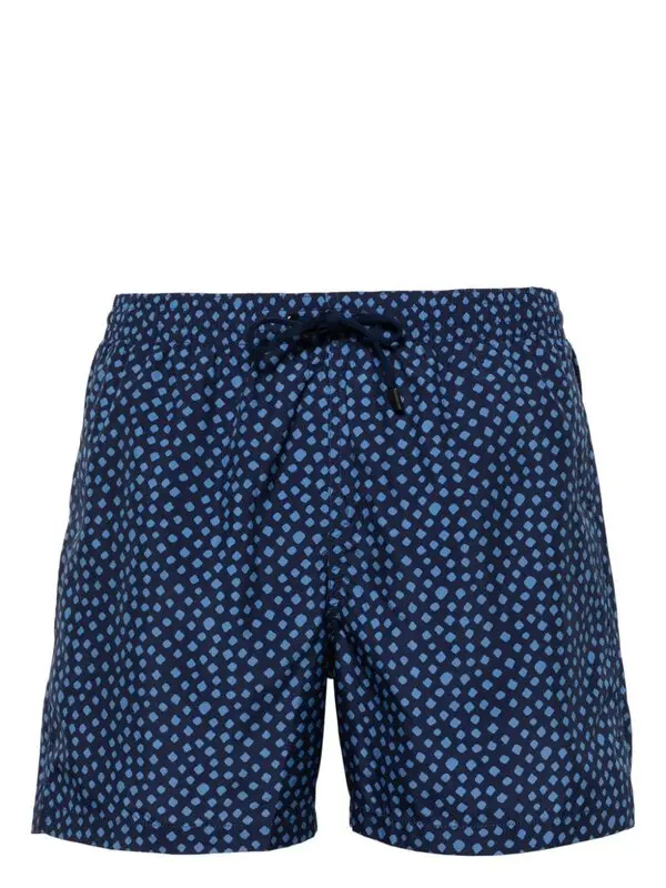 Canali Geometric-pattern Swim Shorts - Blue