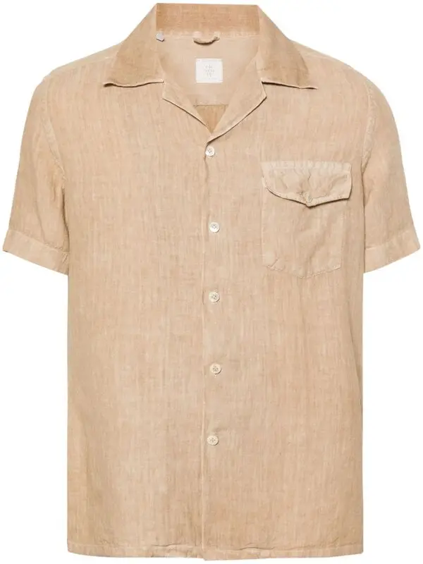 Eleventy Short-sleeve Linen Shirt - Neutrals