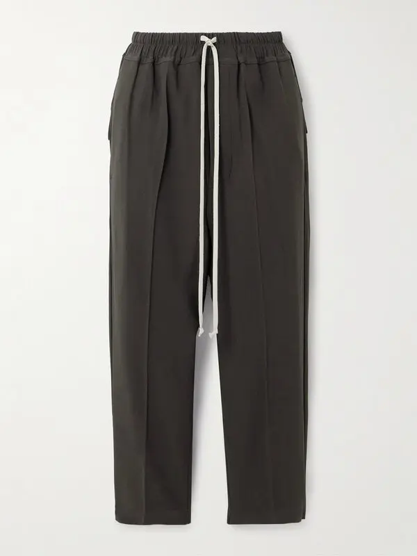Rick Owens Cropped Straight Leg Crepe Trousers