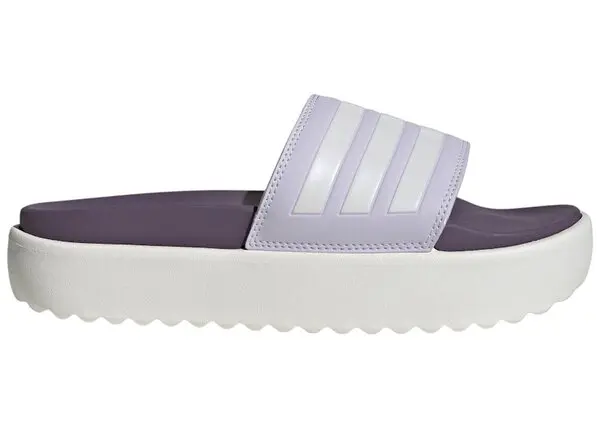 Adidas Adilette Platform Slides - Silver Dawn/zero Metalic/shadow Violet