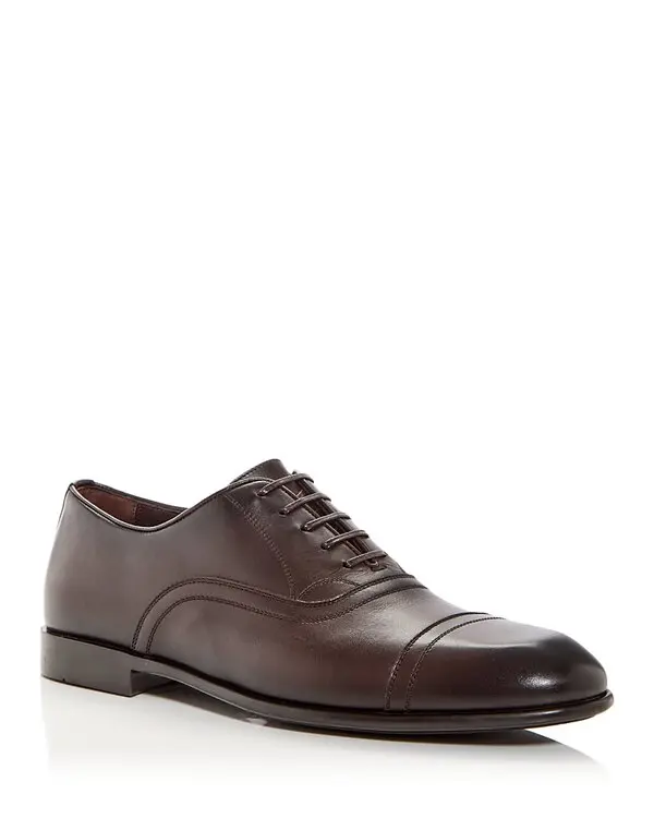 FERRAGAMO Cortez Leather Cap Toe Oxfords - Testa Di Moro