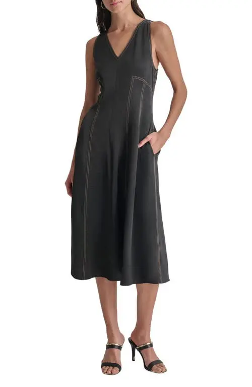 navy blue dress for baby girl Sleeveless Gathered Midi A Line Dress | A-Line Dress