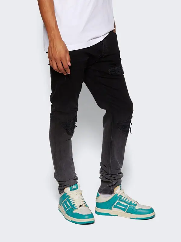 Amiri Collegiate Skel Top Low Sneakers - Sea Blue White