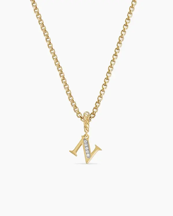 David Yurman Pavé Initial Pendant In 18k Yellow Gold With Diamond
