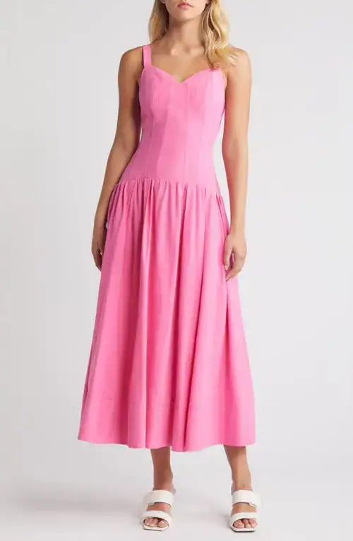 Moon River Corset Bodice Drop Waist Dress In Pink - 35% Off | Editorialist