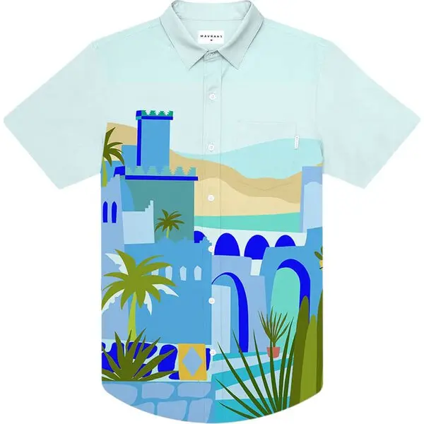 MAVRANS Moroccan Weekend Waterproof Short Sleeve Performance Button-up Shirt