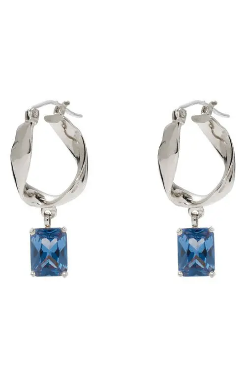 Lady Grey Infinity Hoop Earrings - Silver/ Blue Zircon