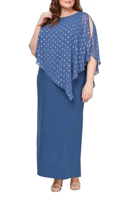 SL FASHIONS Foil Popover Gown