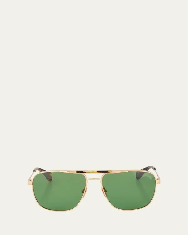 Hoorsenbuhs Tortoise & Golden Titanium Aviator Sunglasses