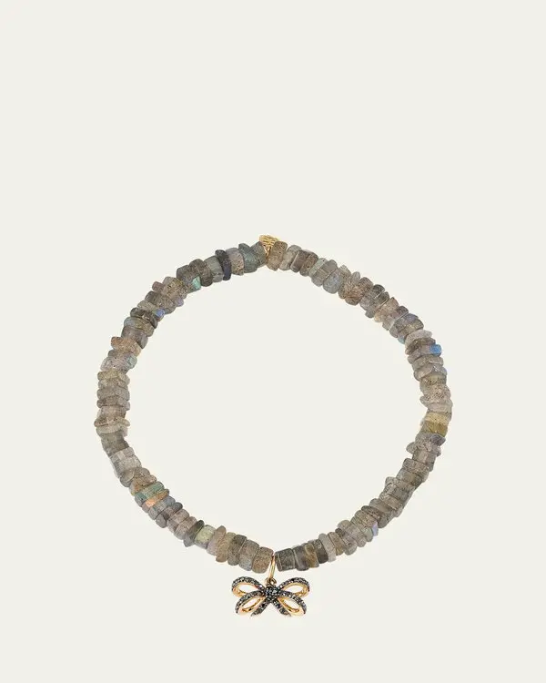 SYDNEY EVAN 14k Pave And Labradorite Bracelet With Bow Charm