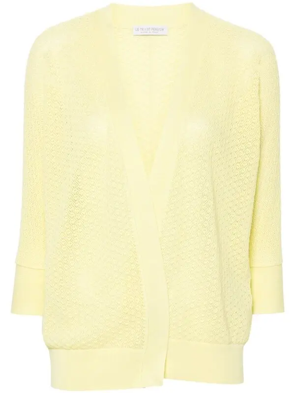 LE TRICOT PERUGIA Open-knit Cotton Cardigan - Yellow
