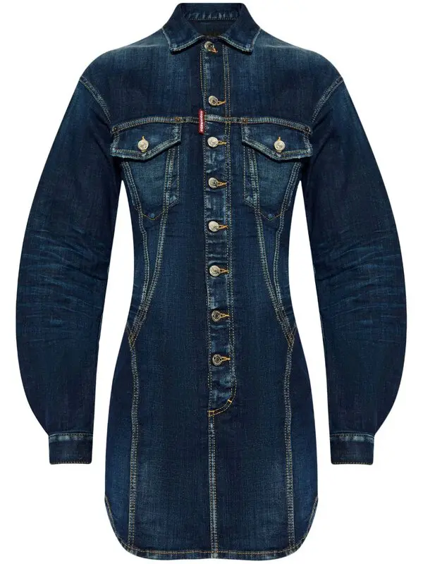 Dsquared2 Logo-patch Denim Shirtdress