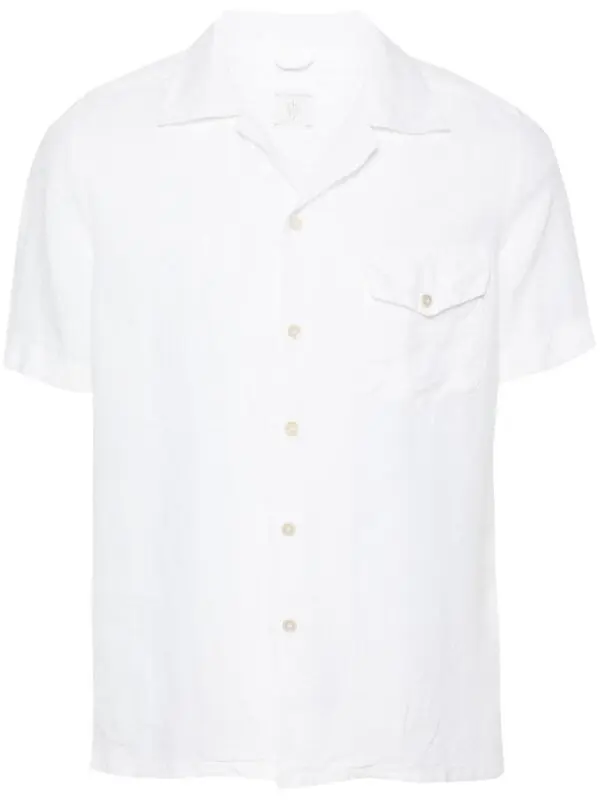 Eleventy Short-sleeve Linen Shirt - White