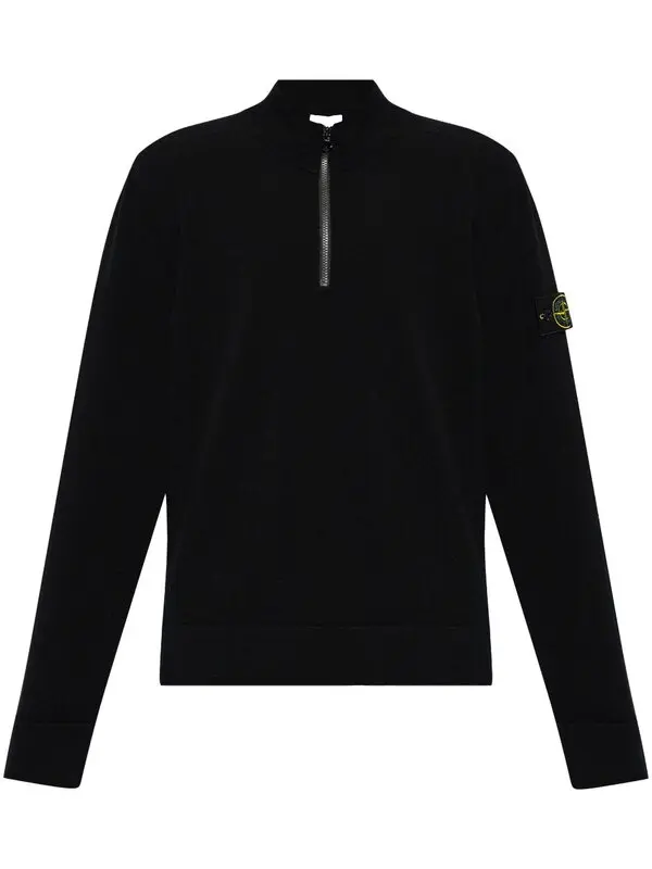 Stone Island Compass-motif Wool Sweatshirt - Black