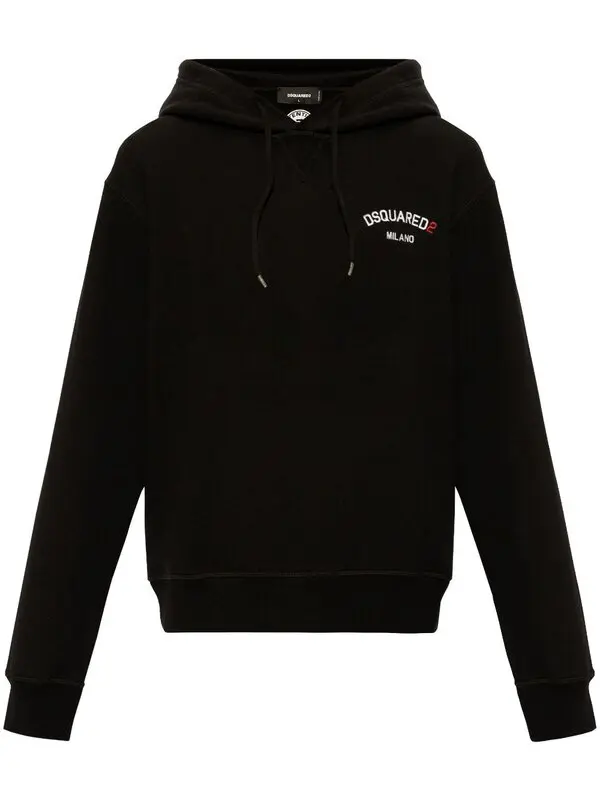 Dsquared2 Logo-embroidered Cotton Hoodie - Black