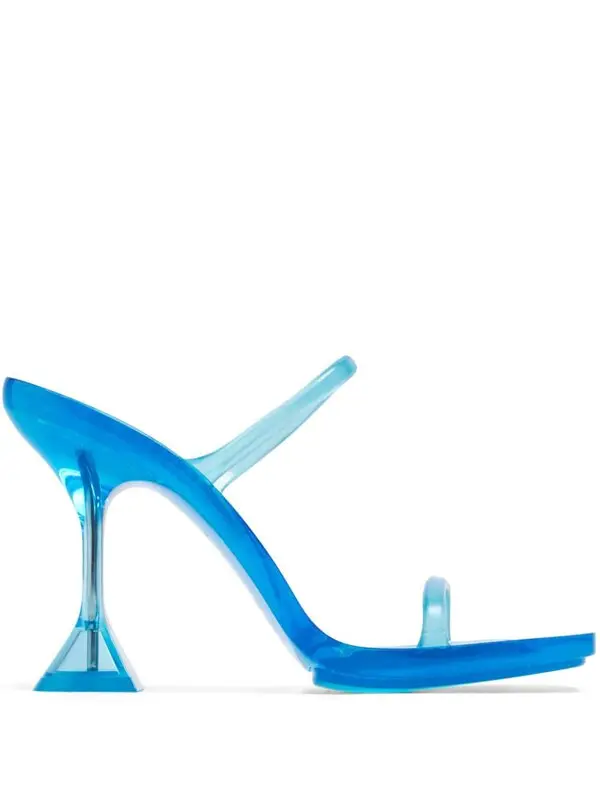 Amina Muaddi Brito 95mm Translucent Mules - Blue