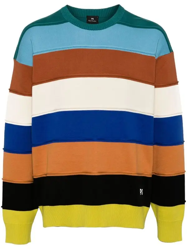 Paul Smith Striped Organic Cotton Jumper - Brown