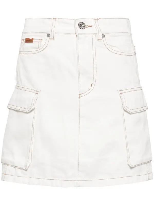 Chocoolate Cargo Denim Mini Skirt In White 62% Off Editorialist