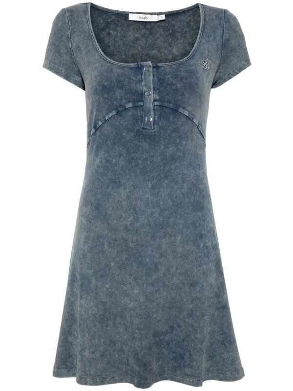 B+AB Logo-appliqué Ribbed Minidress - Blue